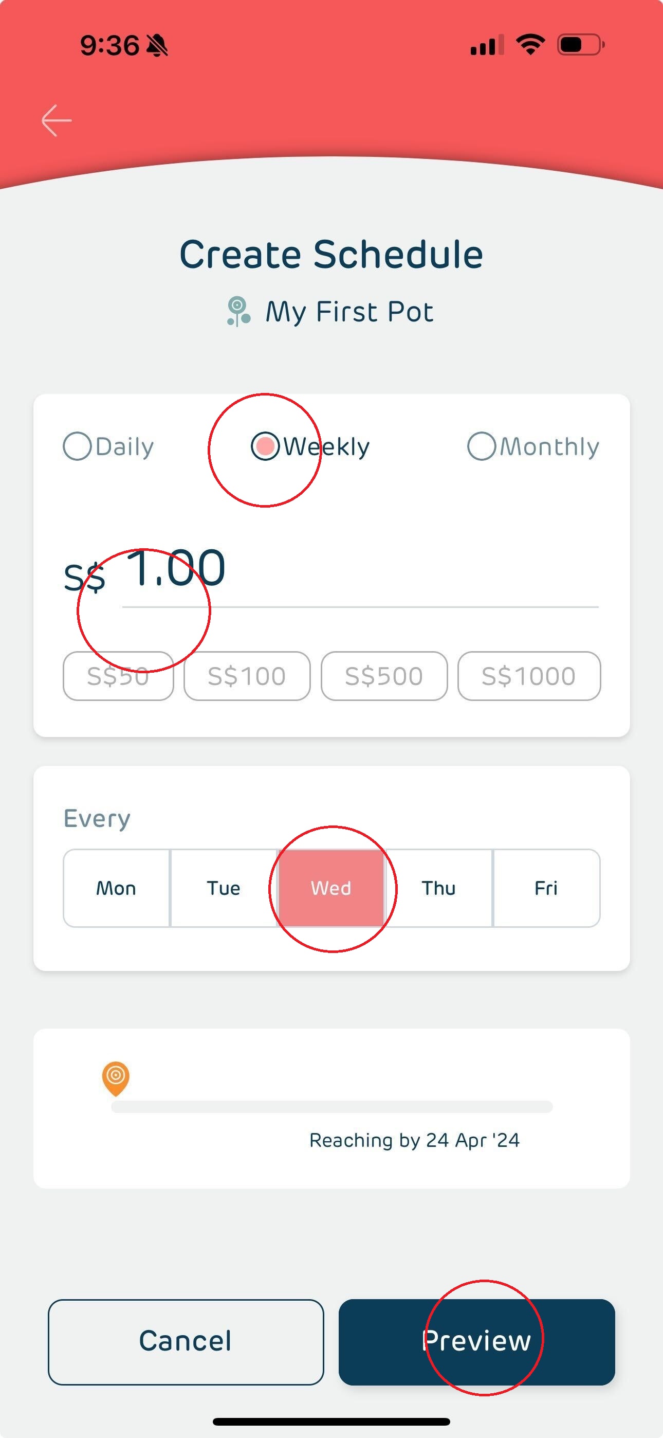 Setting a schedule for my Hugosave Money Pot – Help Centre
